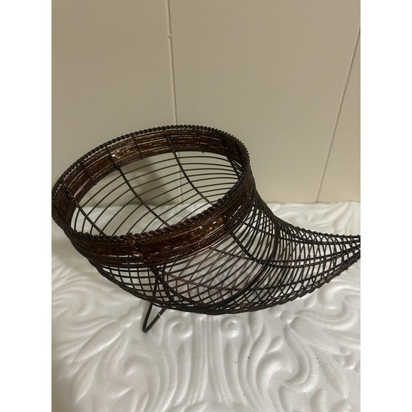 Unbranded | Holiday | Large Metal Wire Cornucopia Horn Of Plenty Beaded ...